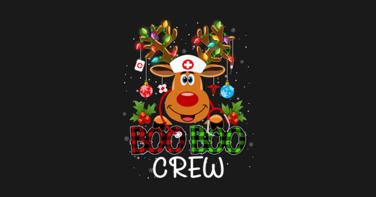 Boo Boo Crew Red Plaid Reindeer Stethoscope Christmas Lights ...
