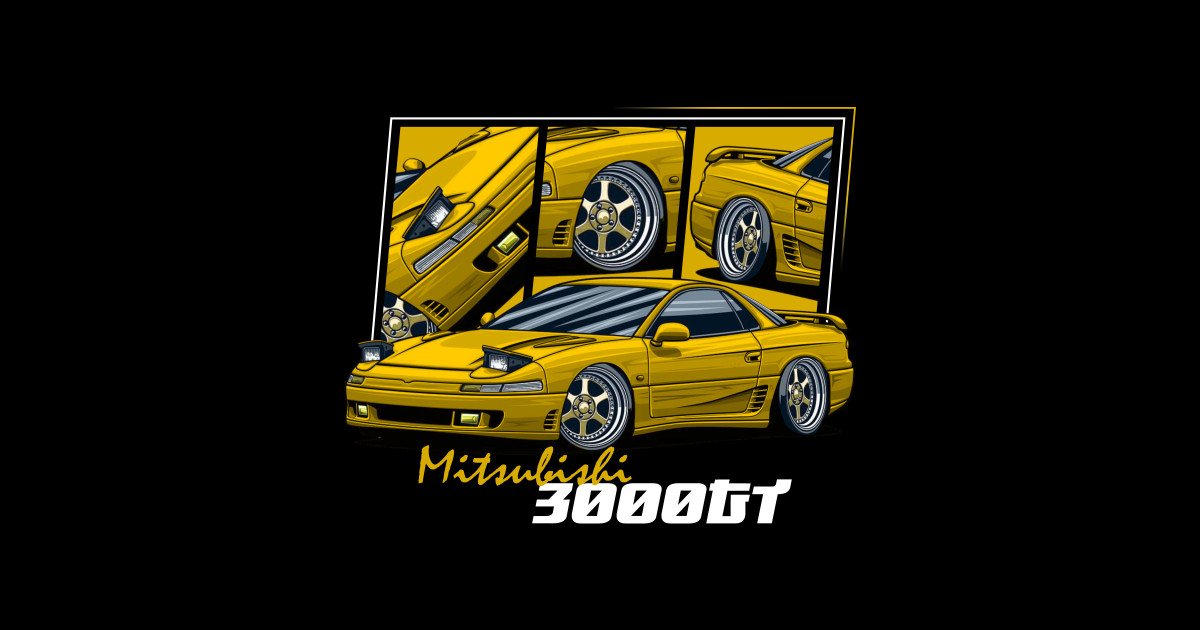 Mitsubishi 3000GT, JDM Car Yellow - Mitsubishi 3000gt - Sticker | TeePublic