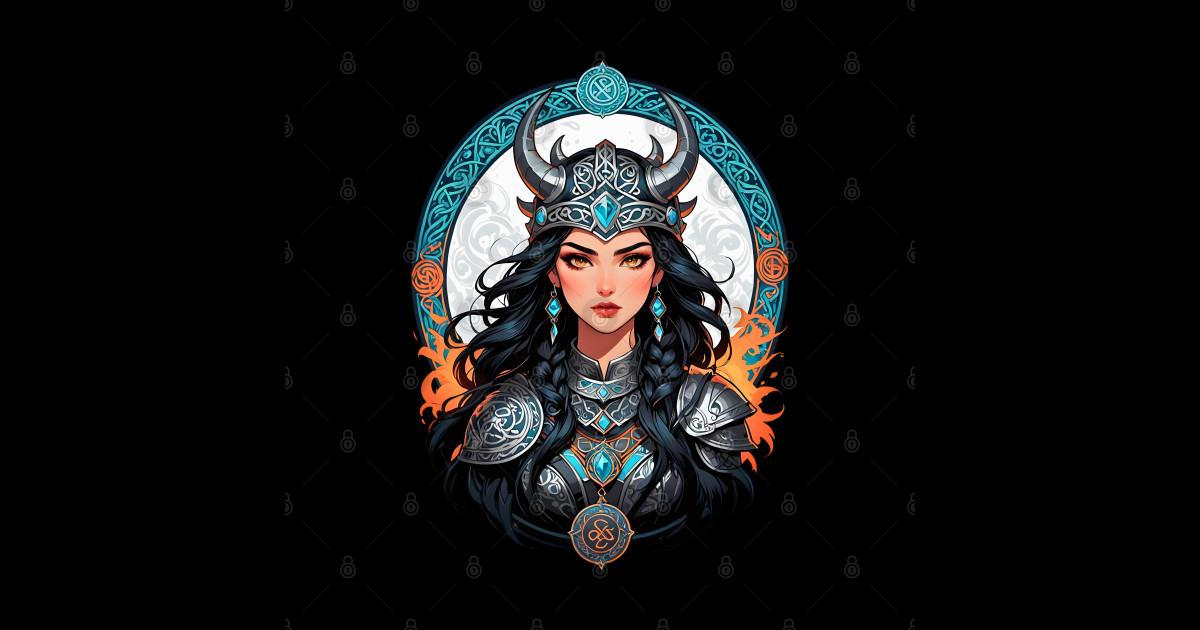 Valkyrie Viking female warrior retro vintage Norse mythology design ...