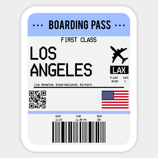 Boarding Pass Los Angeles Flight Ticket - Boarding Pass - Sticker ...