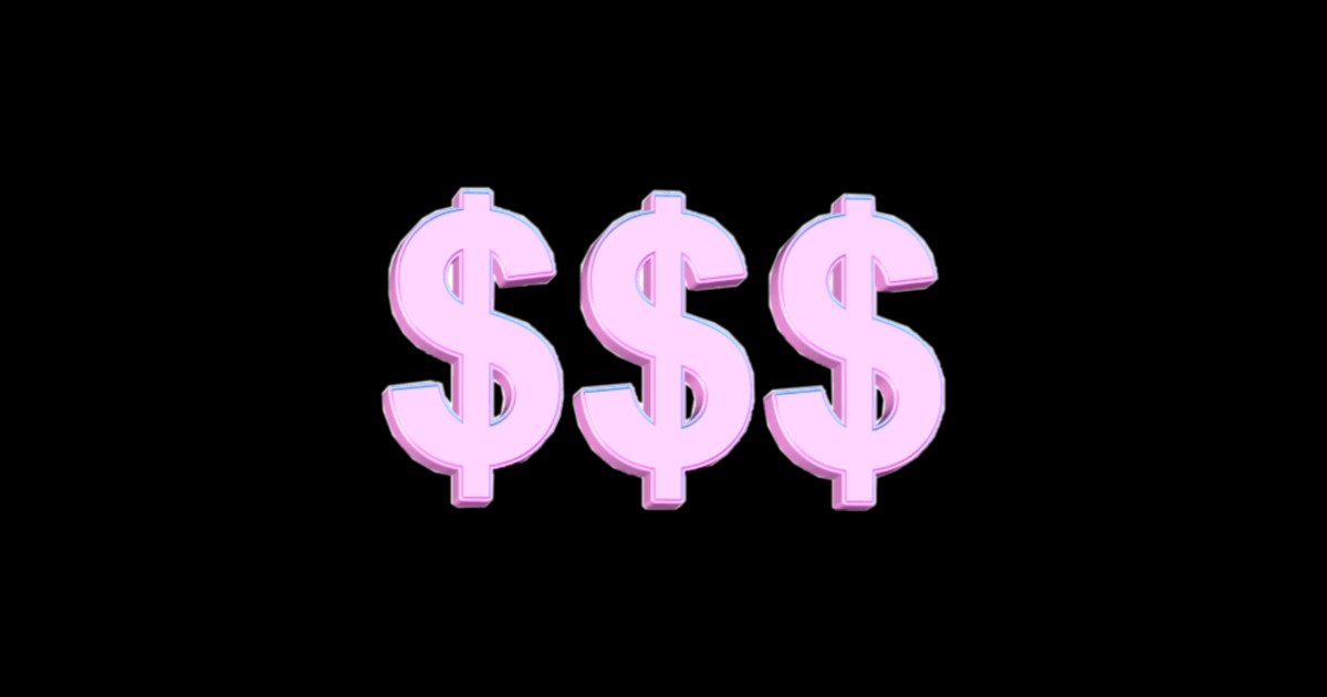 Pink Dollar Signs - Glitter - Sticker | TeePublic