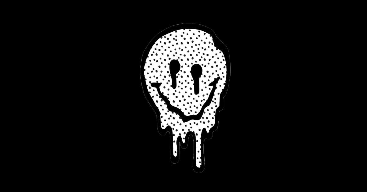 Black and White Polka Dot Drippy Smiley Face - Shaka - Sticker | TeePublic