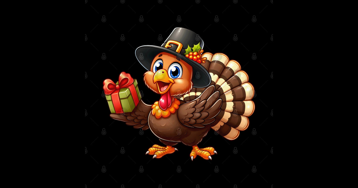 Cute Cartoon Thanksgiving turkey - Cute Turkey - Sticker | TeePublic