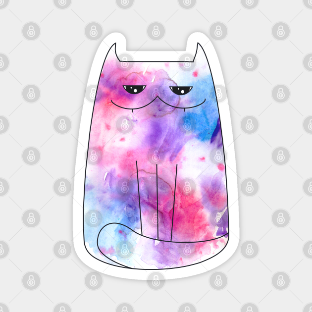 Watercolor gloomy cat - Gloomy Cat - Magnet | TeePublic