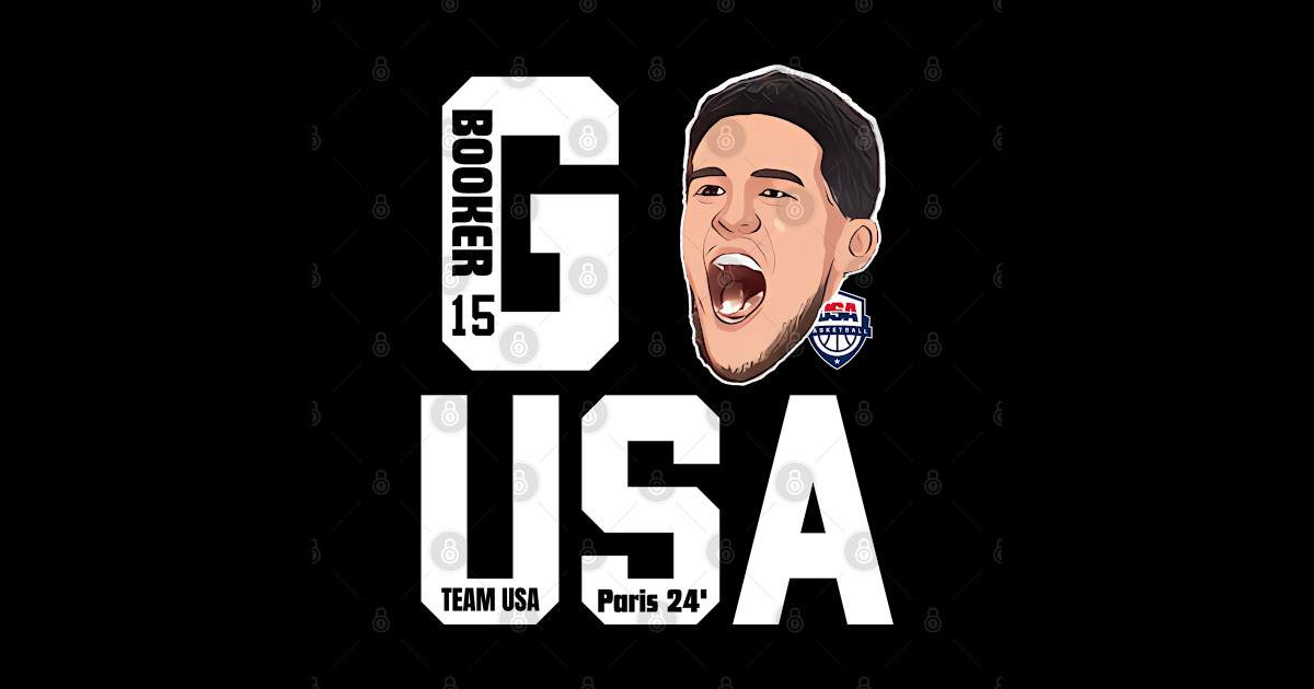 2024 Paris USA Devin Booker #15 Basketball cartoon - Devin Booker ...