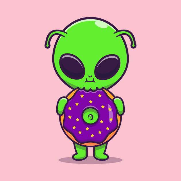 Cute Alien Eating Doughnut Cartoon - Cute Alien Eating Doughnut Cartoon ...