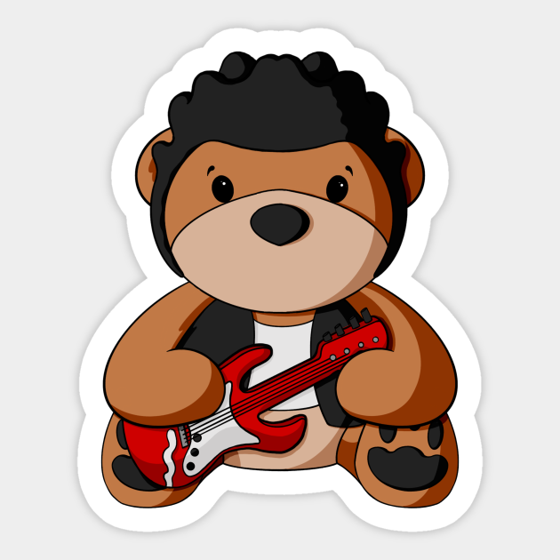Rock Star Teddy Bear - Musician - Sticker | TeePublic