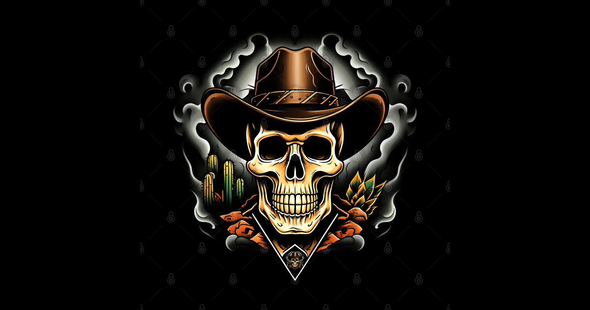 Cowboy Skull - Cowboy Hat - Sticker | TeePublic