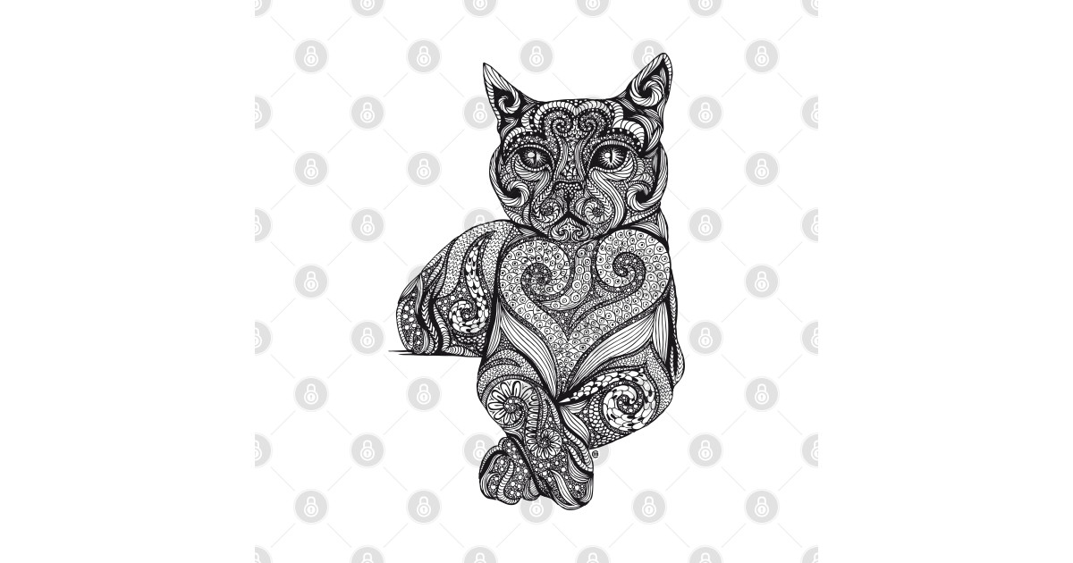 Zentangle Cat - Zentangle Cat - Tapestry | TeePublic