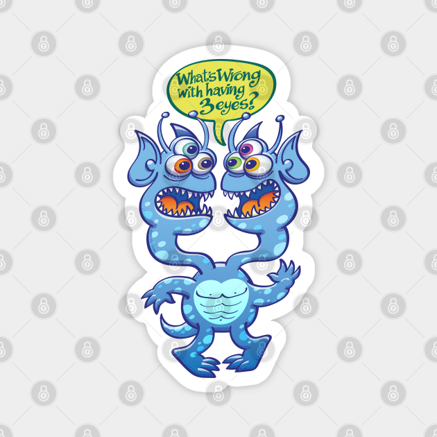 Worried two-headed alien asking what is wrong with having three eyes ...