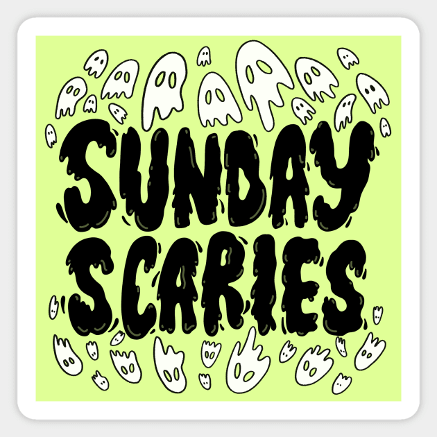Lime Green Sunday Scaries Ghosts - Sunday Scaries - Sticker | TeePublic