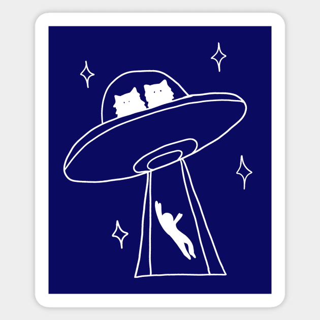 cat alien abduction line art - Cat Lover Gift - Sticker | TeePublic