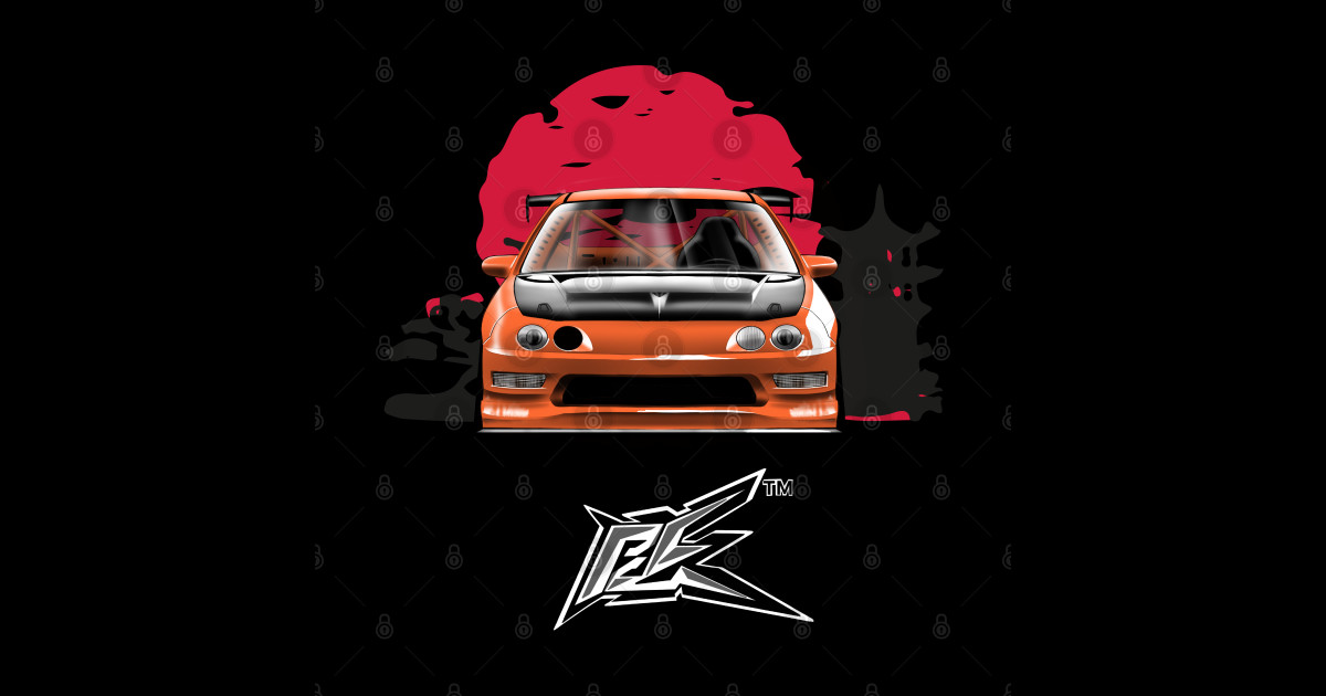 integra type r racecar lowered orange - Acura Integra - Magnet | TeePublic