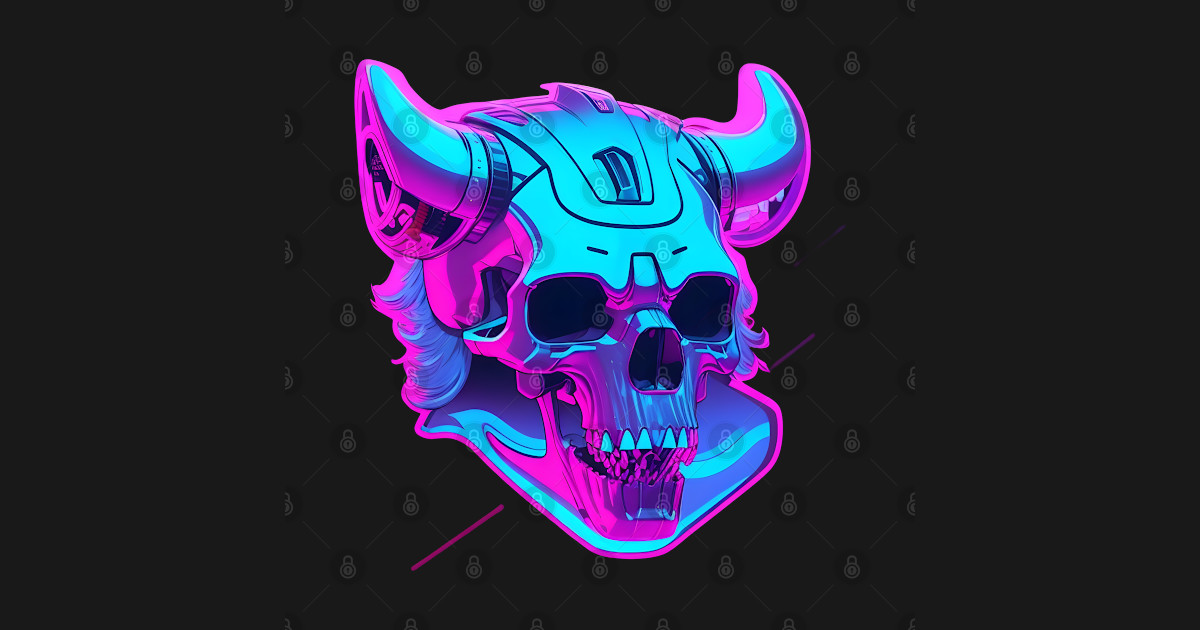 Purple neon Synthwave skull - Synthwave Skull - T-Shirt | TeePublic