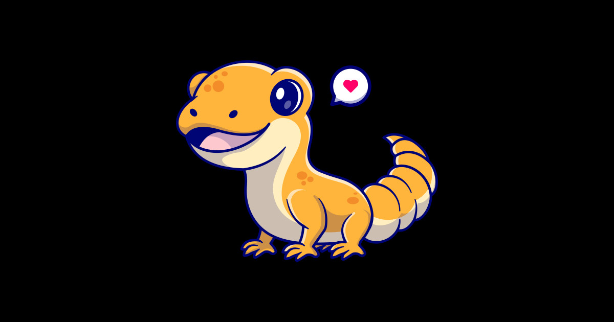 Cute Happy Gecko Cartoon - Cute Happy Gecko Cartoon - Sticker | TeePublic