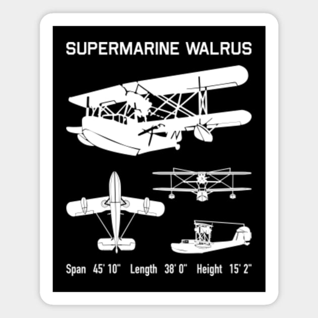 Supermarine Walrus British WW2 Amphibious Biplane Blueprint