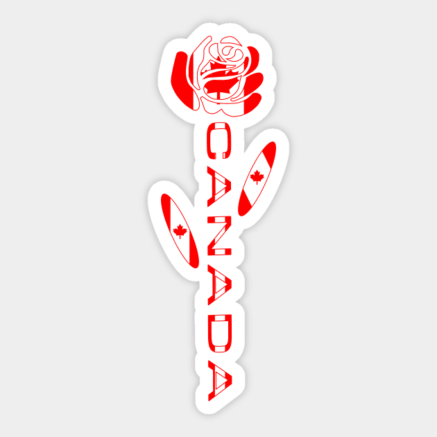 Canada Rose Flag - Canadian Rose Flag - Sticker | TeePublic