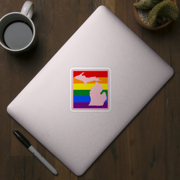 LGBTQ+ Michigan Pride Flag - Lgbtq Plus Michigan Pride Flag - Sticker ...