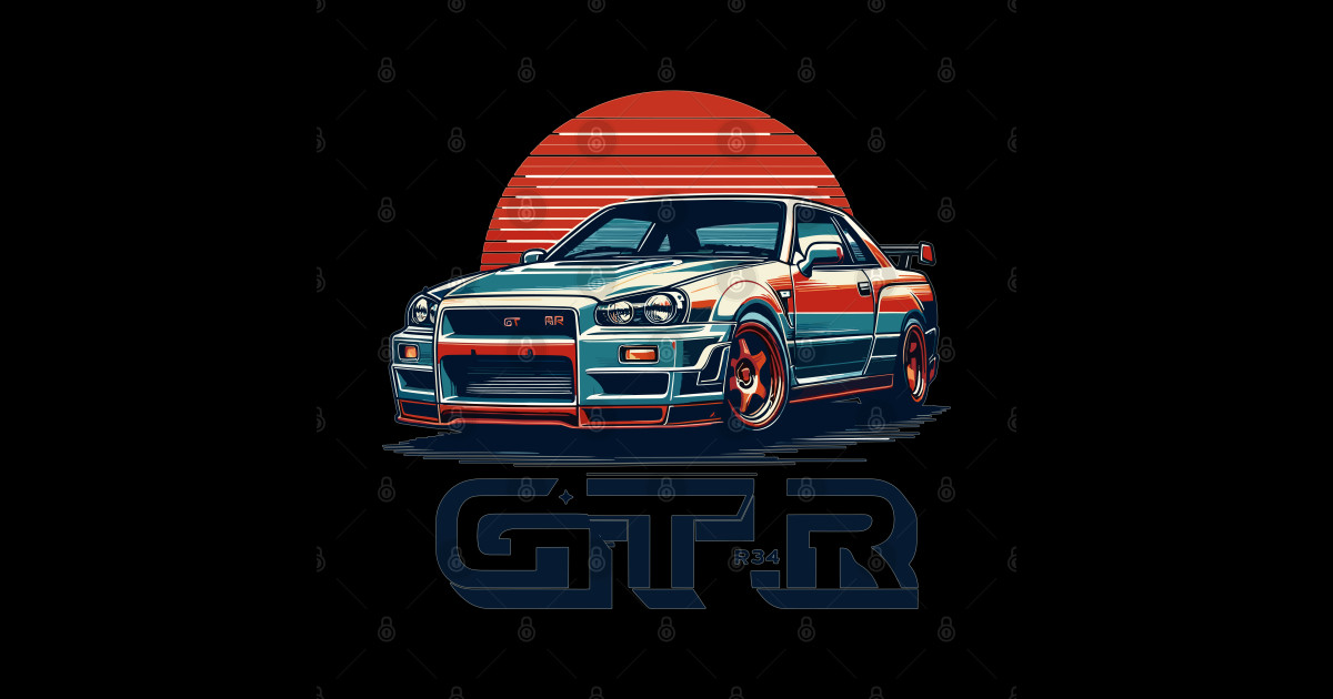 Nissan GTR R34 - Nissan Gtr R34 - Sticker | TeePublic