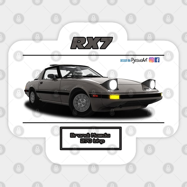 Mazda RX7 FB Silver Metallic - Mazda - Sticker | TeePublic