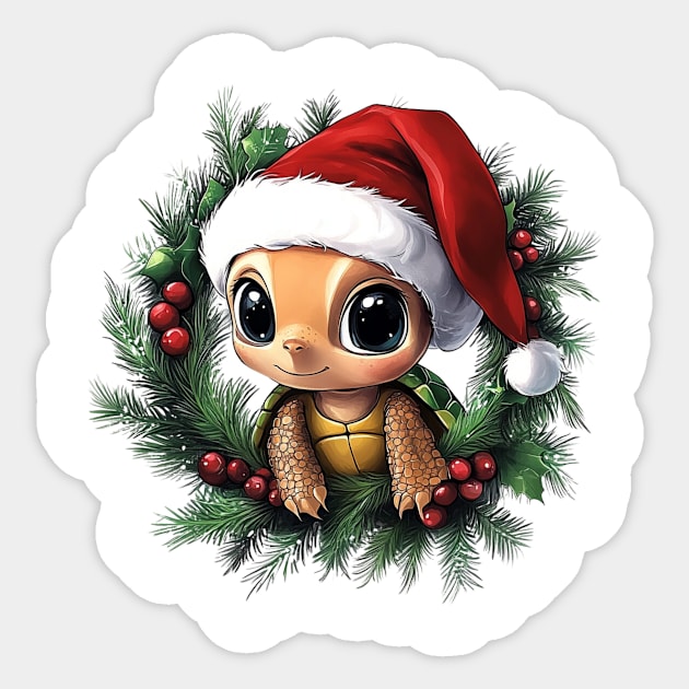 Cute Turtle Christmas wreath - Turtle - Sticker | TeePublic