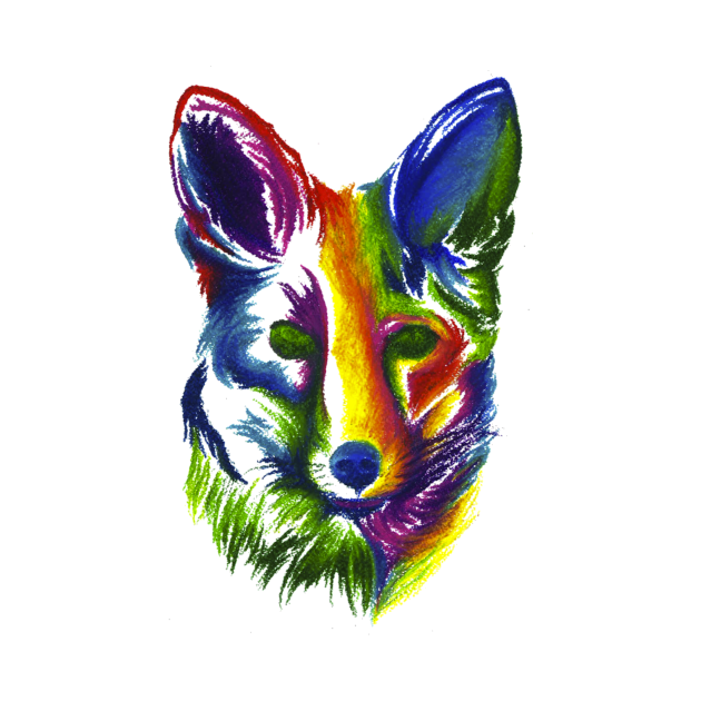 Multicolored Fox - Fox - T-Shirt | TeePublic