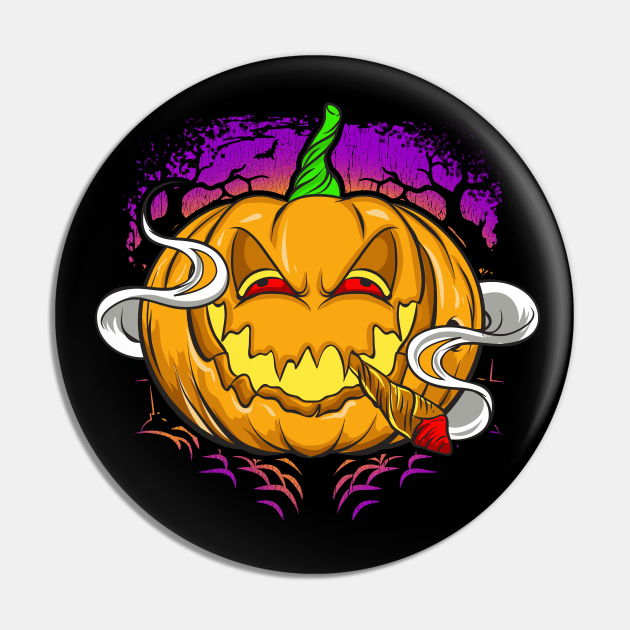 Halloween Marijuana 420 Weed Cannabis Pumpkin - Marijuana - Pin | TeePublic