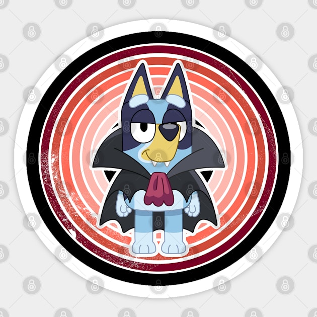 Vintage Bluey Vampire - Bluey Halloween - Sticker | TeePublic