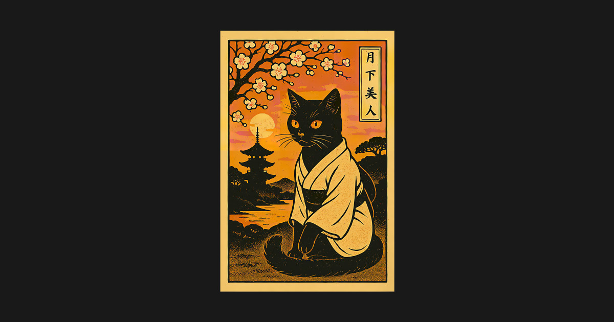 Autumn Japanese Cat Men Women Kids Funny Cat - Cat - T-Shirt | TeePublic