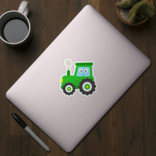 Cute Green Tractor - Green Tractor - Sticker | TeePublic