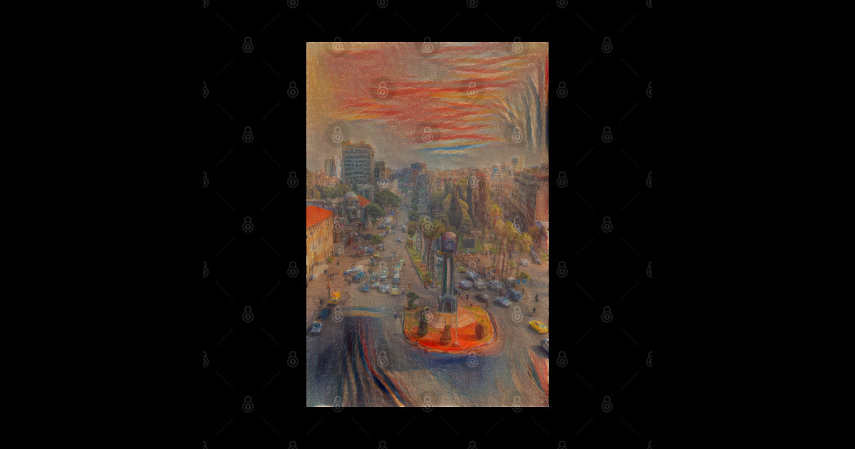 A Cityscape of Homs - Munch منظر مدينة حمص - Syria - Sticker | TeePublic