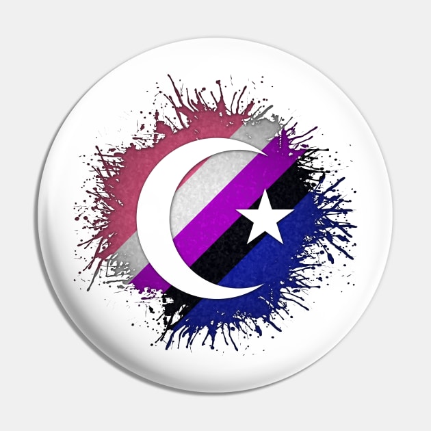 Paint Splatter Gender Fluid Pride Flag Star and Crescent Symbol ...
