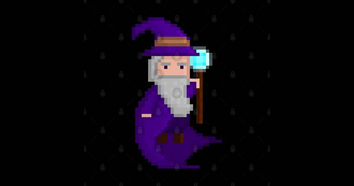 Pixel Art Grumpy Wizard - Pixel Art Wizard Character Design - Sticker ...