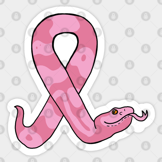 Pink Ribbon Copperhead Snake - Breast Cancer Awareness Month - Sticker ...