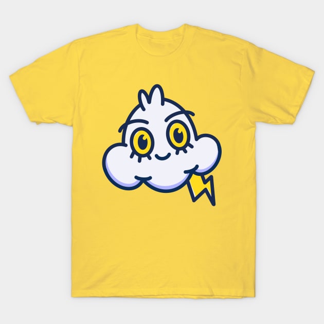 Happy Cute Cloud with mini thunder - Cute Cloud - T-Shirt | TeePublic