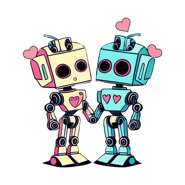 Cute robot lovers - valentine robots design - Cute Robot - T-Shirt ...