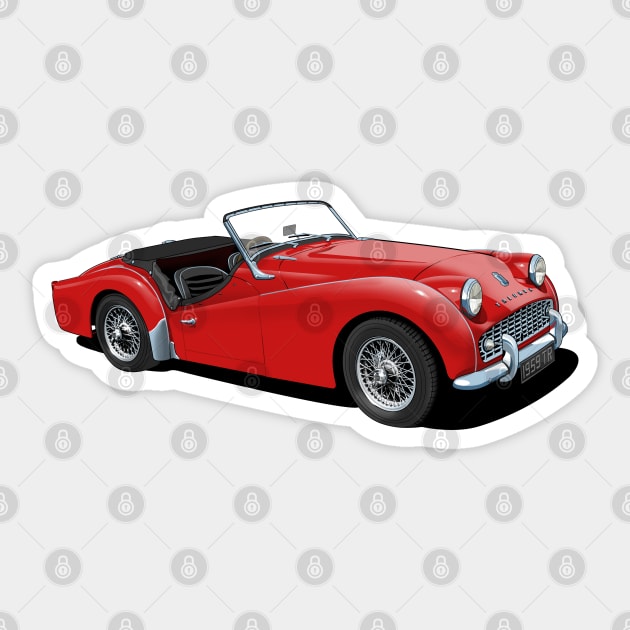 Triumph TR3 in red - Triumph Tr3 - Sticker | TeePublic