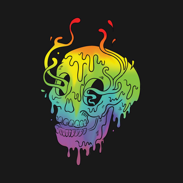Melting Skull - Rainbow - Trippy - T-Shirt | TeePublic