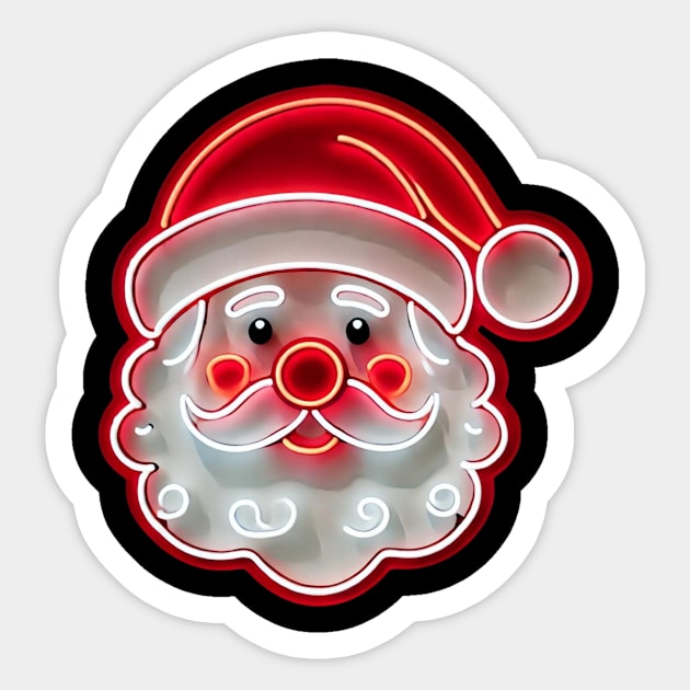 Neon Santa Christmas Cheer - Santa - Sticker | TeePublic