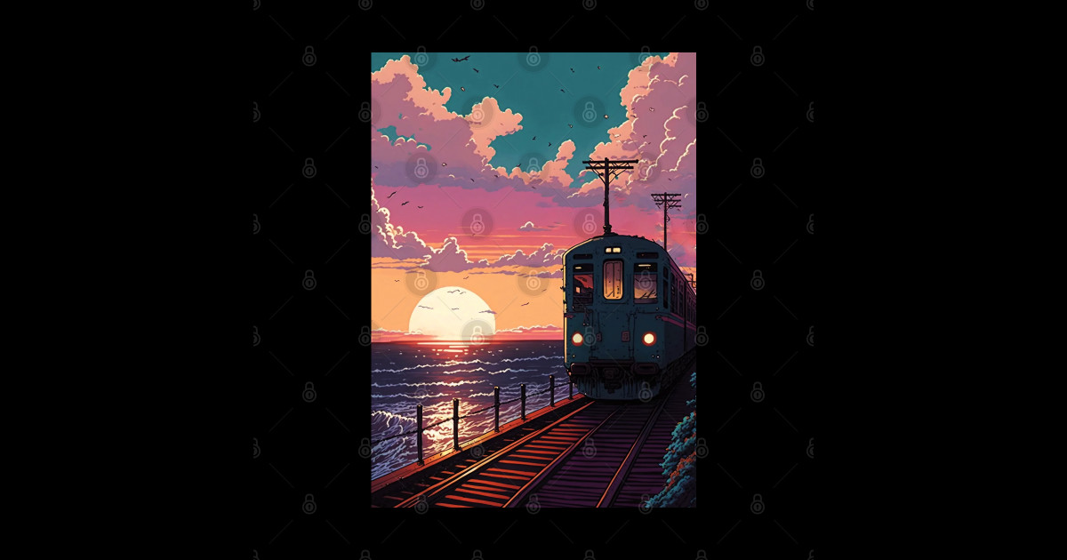 Retro Anime Style Old Japanese Train - Anime - Sticker | TeePublic
