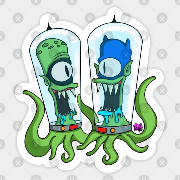 Kang-man and Kodos sidekick - Simpsons - Sticker | TeePublic