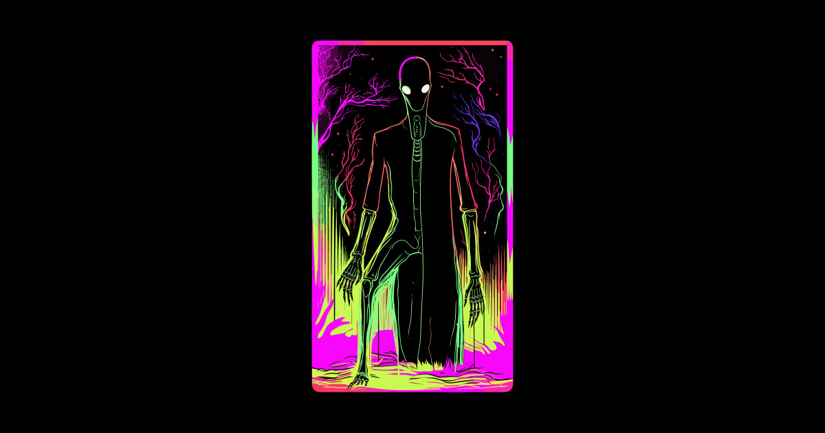 Neon Slenderman Art - Electrifying Urban Legend - Slender Man - Sticker ...