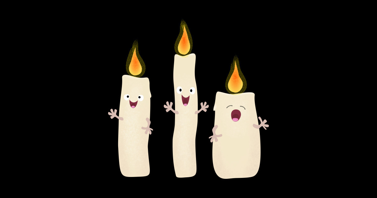 Cute singing candle trio cartoon - Candles - Sticker | TeePublic