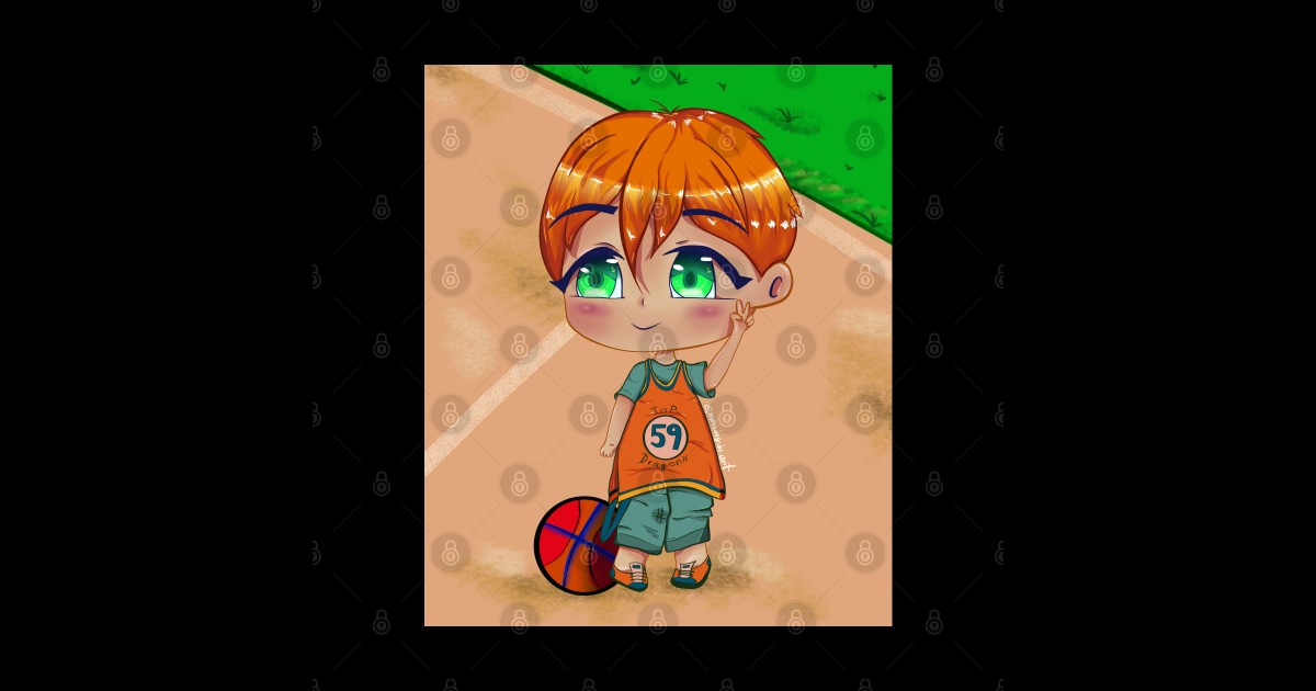 Cute Chibi Basketball Player Illustration - Cute Chibi Anime - Sticker ...