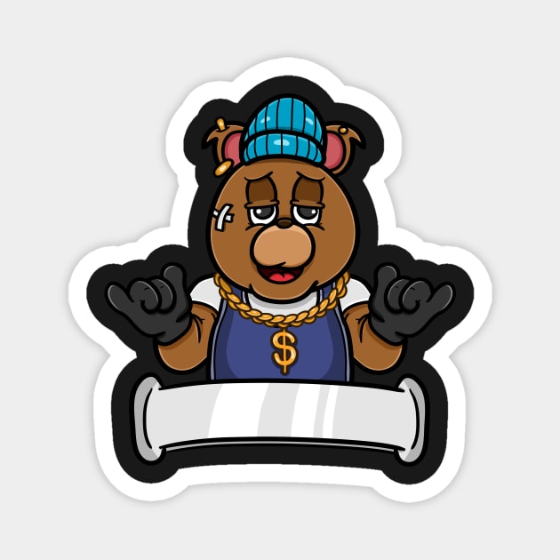 Bear Head Rapper Cartoon - Bear Rapper Logo - Magnet | TeePublic
