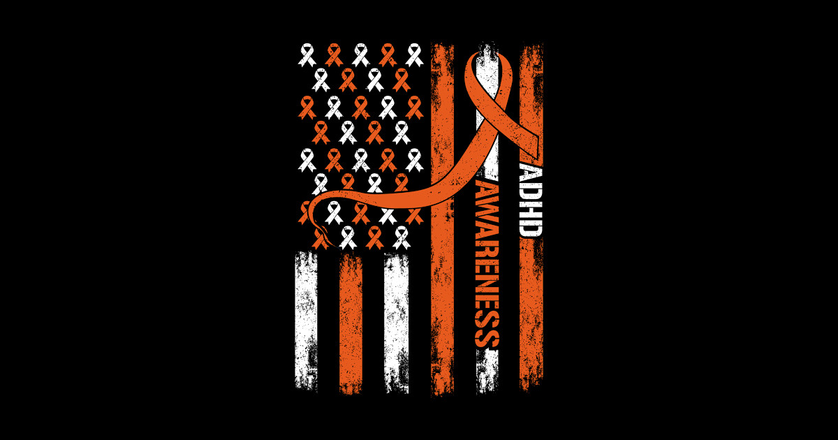 ADHD Awareness Month American Flag Ribbon - Adhd Awareness Month ...