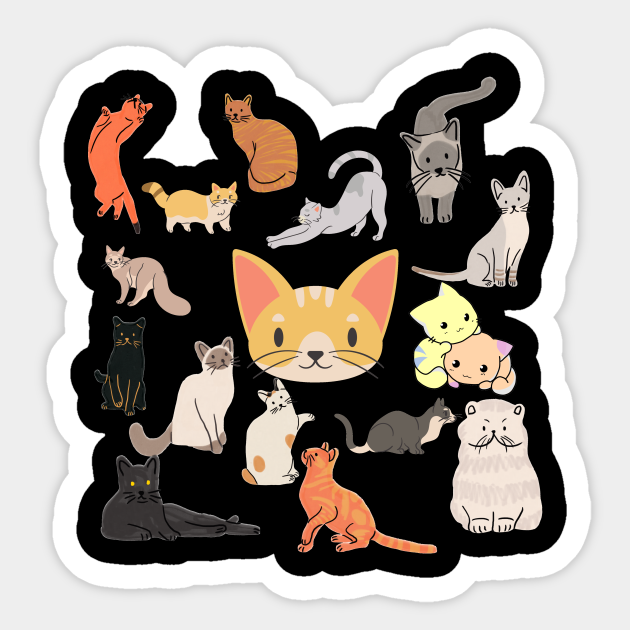 Cute cats - Cat - Sticker | TeePublic
