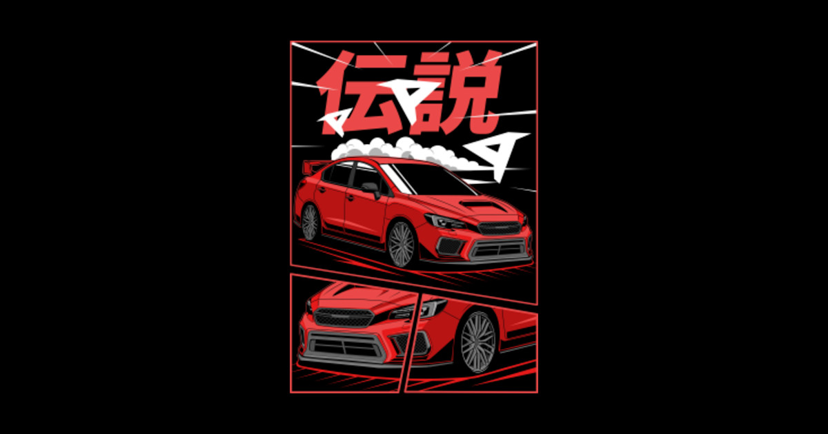 Red Subie legend anime style - Subaru - Sticker | TeePublic