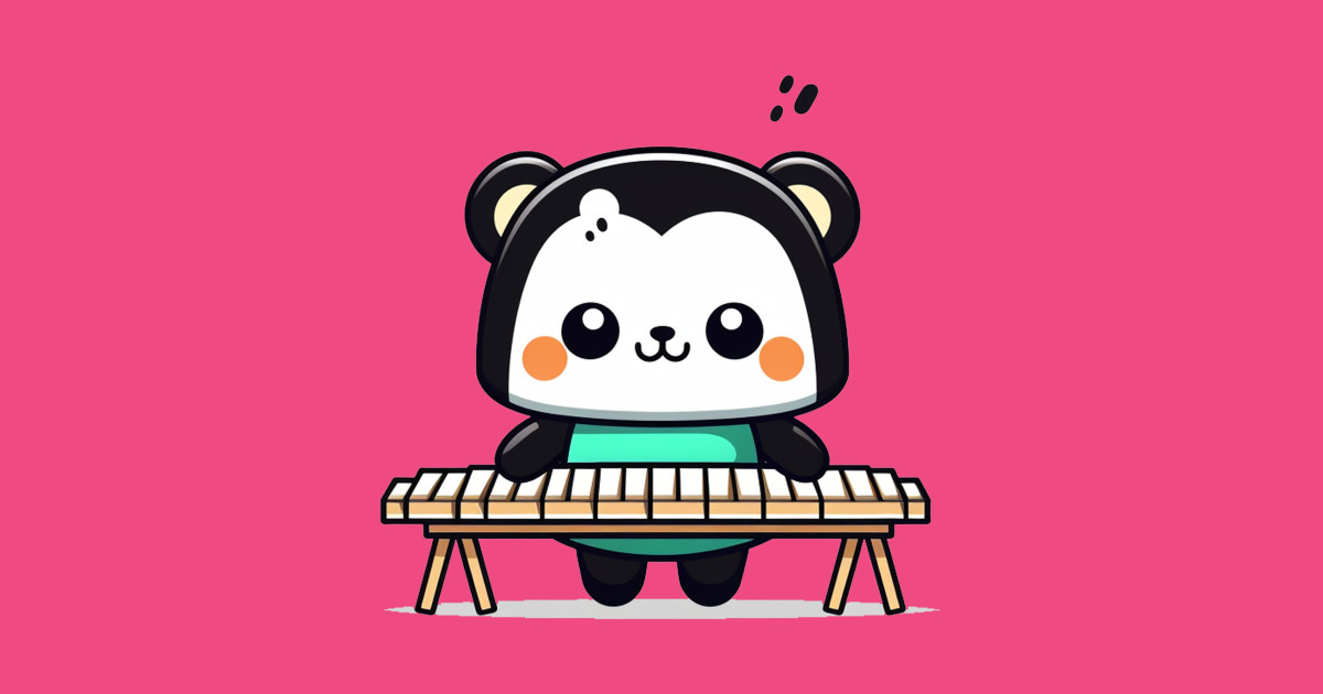 Chibi Panda Playing Xylophone - Music Instrument - T-Shirt | TeePublic