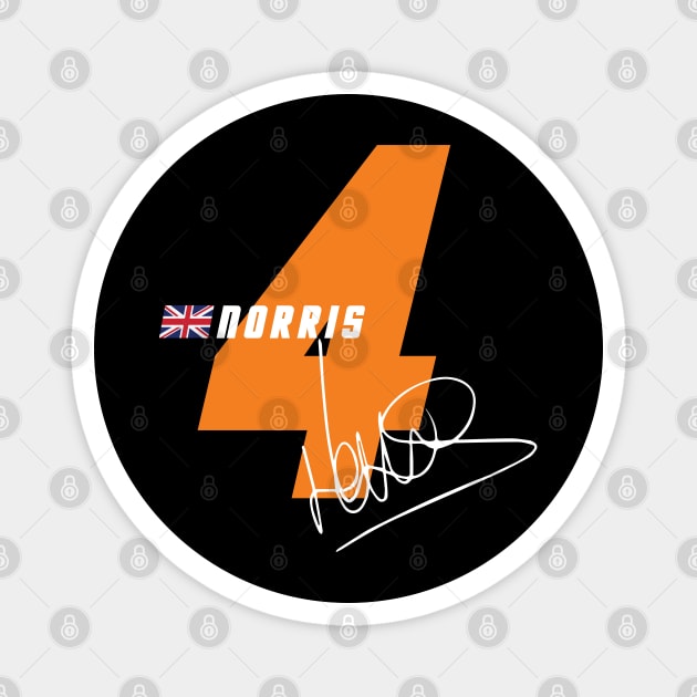 Lando Norris 4 Signature Number - Norris - Magnet | TeePublic